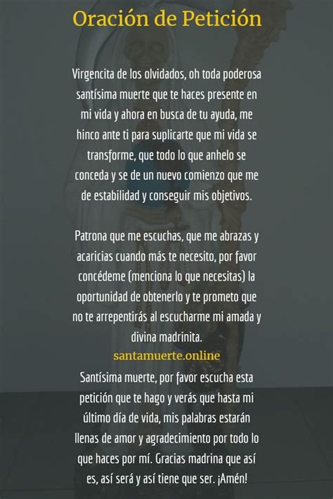 Oración a la santa muerte de petición 1b1 Artofit