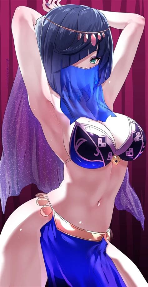 Rule 34 Aqua Eyes Belly Dancer Belly Dancer Outfit Big Breasts Cleavage Dancer Outfit Face