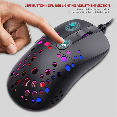 Hxsj A Ergonomic Macro Programming Wired Gaming Mouse With Rgb