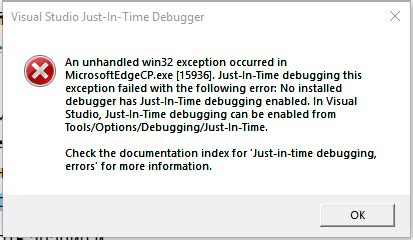 Как исправить ошибку visual studio just in time debugger