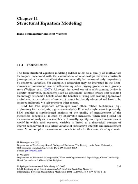 chapter 11 structural equation modeling pdf structural equation modeling statistical