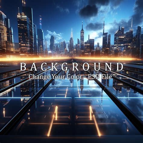 Premium Psd Futuristic City With Neon Lights