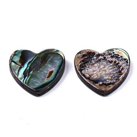 Natural Abalone Shell Paua Shell Cabochons Flat Heart 20x20 5x3 5mm