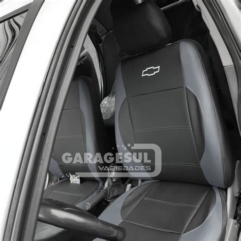 Capas De Bancos Automotivos Em Couro Preto E Cinza Sob Medida Chevrolet