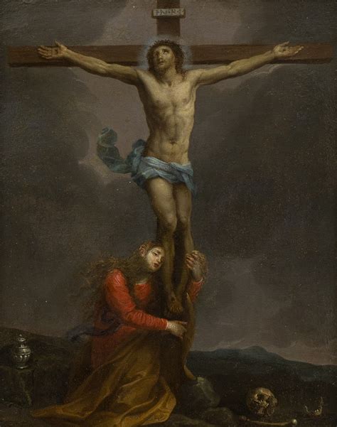 CIRCLE OF GUIDO RENI 17th CENTURY Christ Crucified With Mary