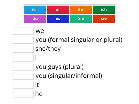 German Pronouns Match Up
