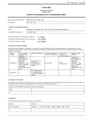 Fillable Online Fillable Online Form 605 Lionenergy Au Fax Email