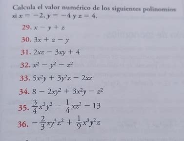 Solved Calcula el valor numérico de los siguientes polinomios si x 2