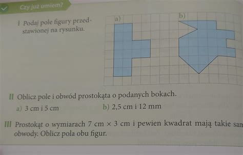 Czy już umiem b a 1 Podaj pole figury przed stawionej na rysunku