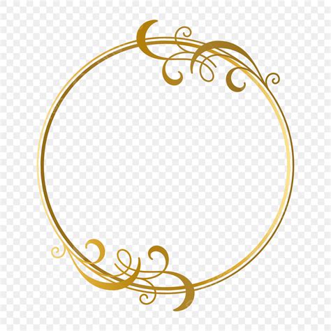 Marco De Círculo Elegante Con Adorno De Borde Dorado Clásico PNG