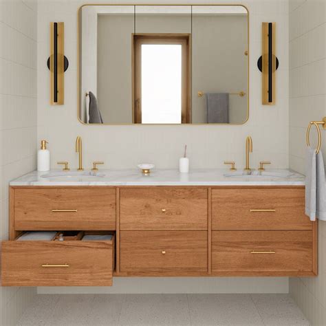 Mid Century Floating Double Bathroom Vanity Bathroom Vanity