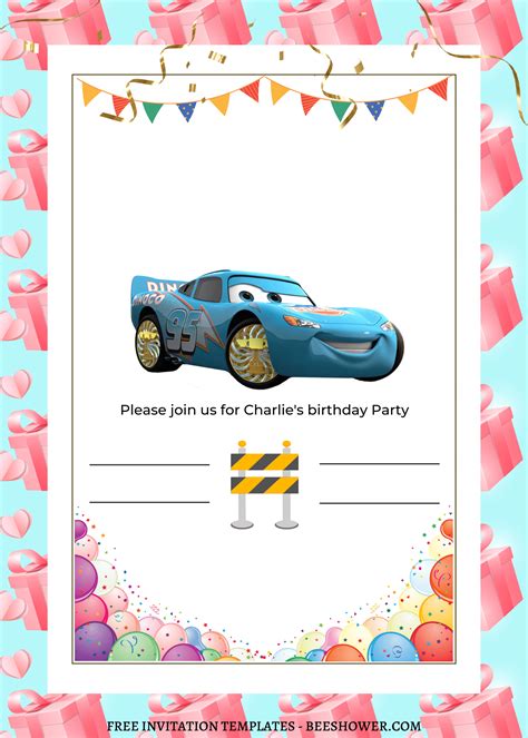 Awesome 8 Fun Disney Pixar Cars Canva Birthday Invitation Templates