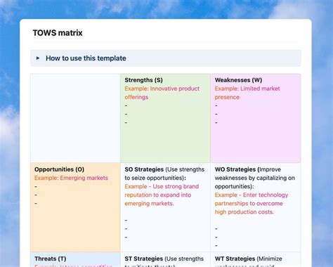TOWS Matrix Free Craft Template