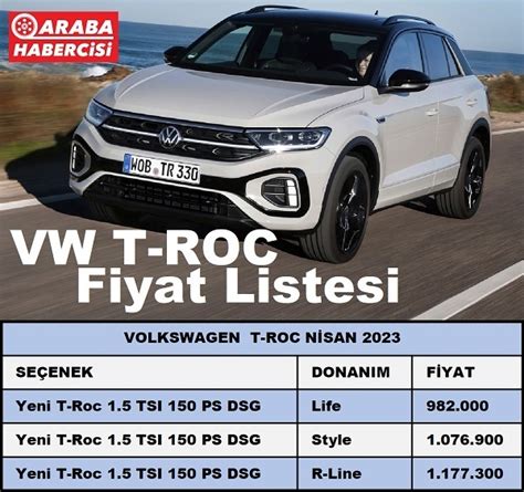 Volkswagen TRoc Fiyat Listesi Nisan 2023 2023 Volkswagen 2023 VW
