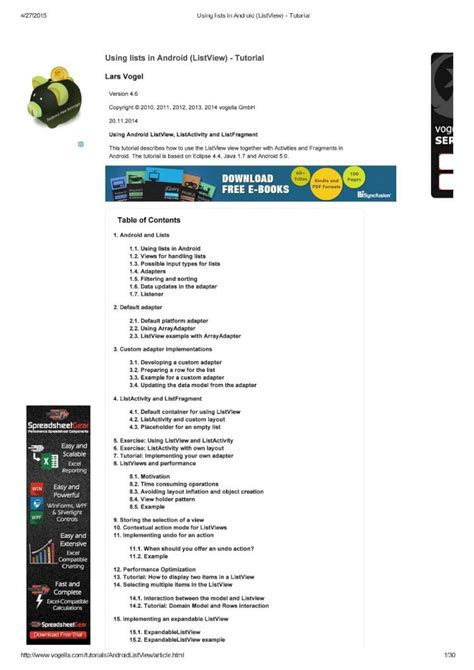 Pdf Using Lists In Android Listview Tutorial Dokumen Tips