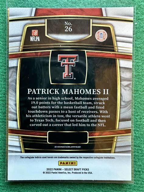 Mavin 2022 Panini Select Draft Picks Football Patrick Mahomes II