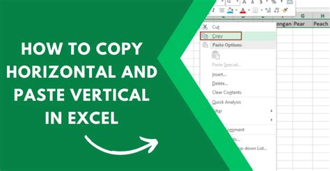 how to copy horizontal and paste vertical in excel earn and excel