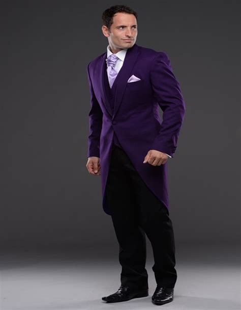 Purple Tailcoat Men S Wedding Tuxedos Groom Tuxedos Wedding Suits