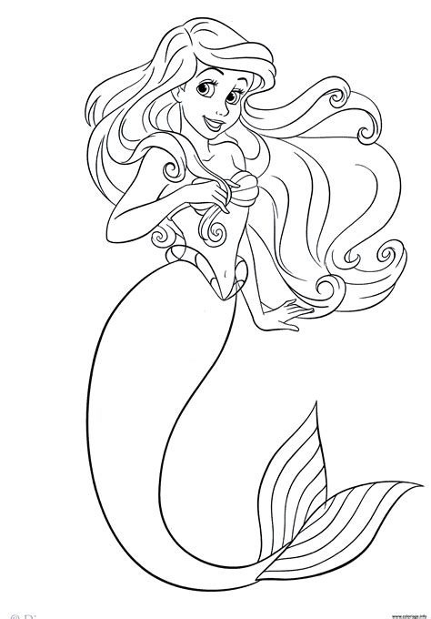 Coloriage Princesse Ariel Fille Du Roi Triton Dessin Ariel La Petite