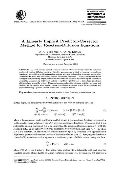 pdf a linearly implicit predictor corrector method for reaction diffusion equations dokumen tips