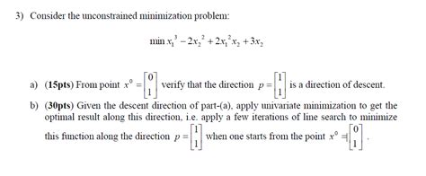 solved consider the unconstrained minimization problem min