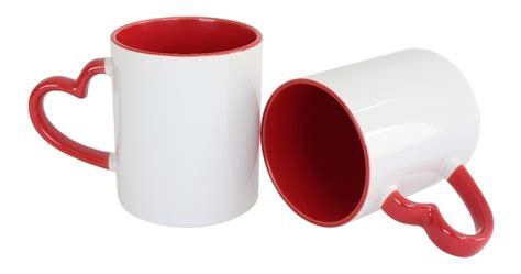 Caneca Porcelana Alça Coração 04un P sublimação Mercado Livre