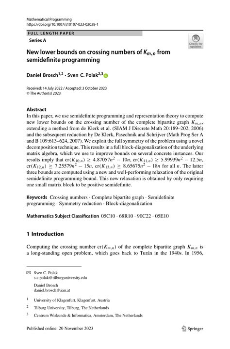 pdf new lower bounds on crossing numbers of k {m n} from semidefinite programming