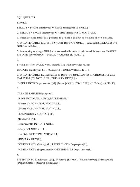 sql queries pdf database index table database