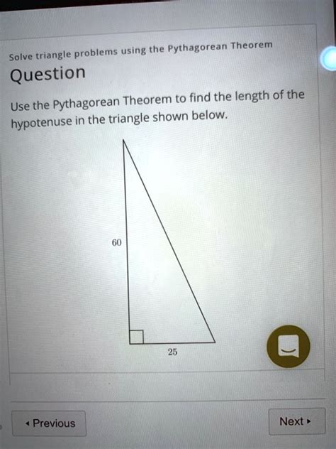 Solved Solve Triangle Problems Using The Pythagorean Theorem Question