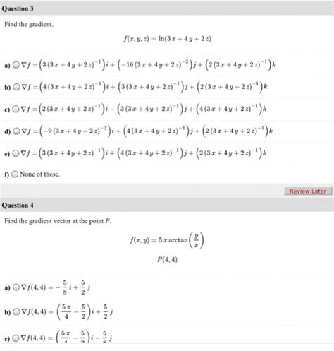 solved find the gradient f x y z ln 3 x 4 y 2 z