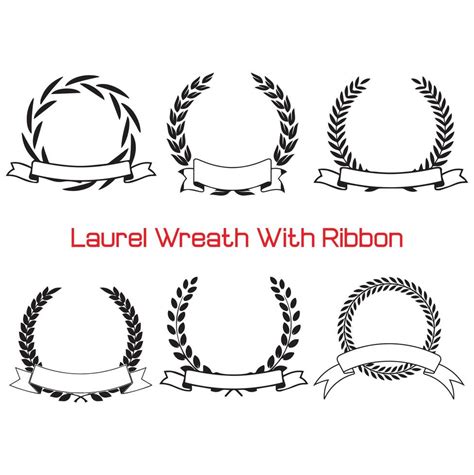 Laurel Wreath With Ribbon Set Vector Art At Vecteezy
