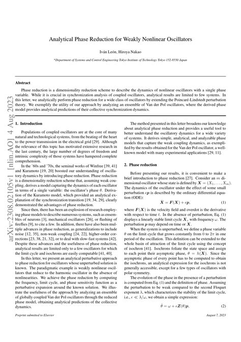 pdf analytical phase reduction for weakly nonlinear oscillators