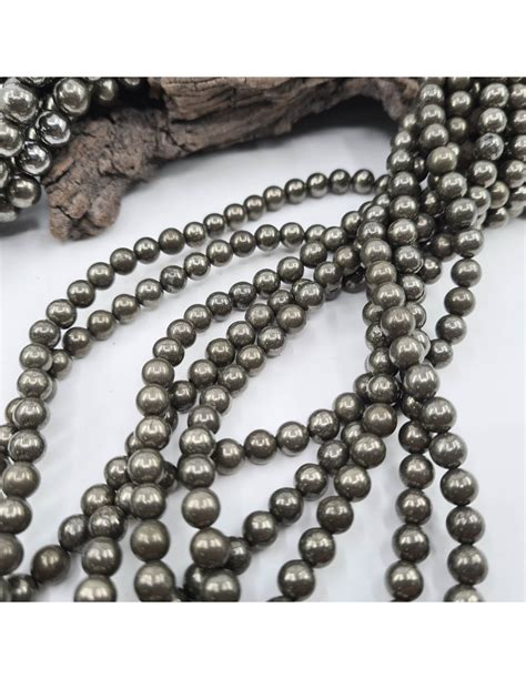 Pyrite Fil De Perles Rondes En Pierre Naturelle