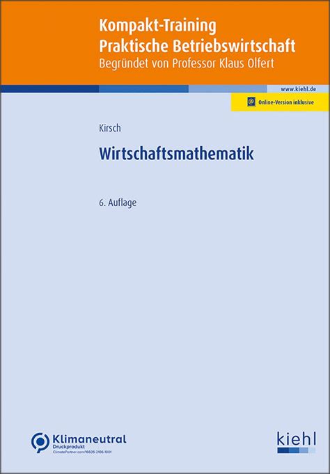 Wirtschaftsmathematik Von Siegfried Kirsch Buch Thalia