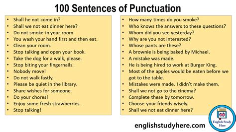 Sentences Of Punctuation English Study Here