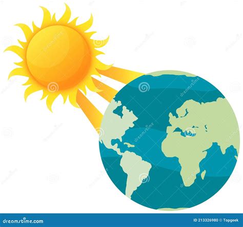 Sol Brilla Rayos En El Planeta Y Lo Calienta Concepto De Calentamiento