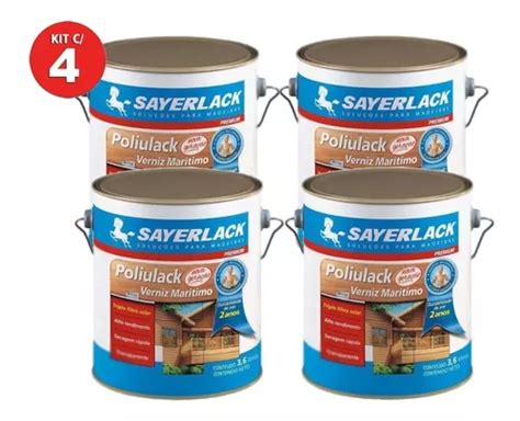 Kit C 4 Poliulack Verniz Marítimo Brilhante 3 6l Sayerlack