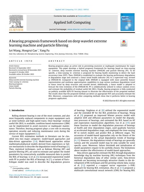 pdf a bearing prognosis framework based on deep wavelet extreme learning machine and particle