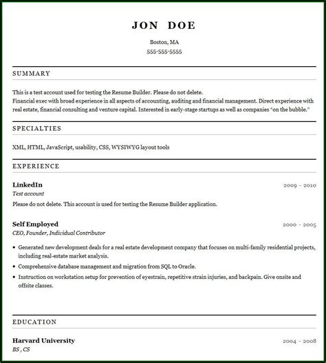 Free Printable Resume Builder Templates Resume Resume Template