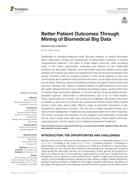 pdf better patient outcomes through mining of biomedical big data