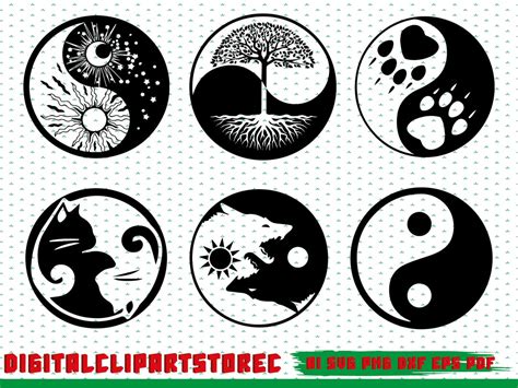 Ying Yang Cats Wolf Ying Yang Svg Ying Yang Claws Svg Sun Moon Ying