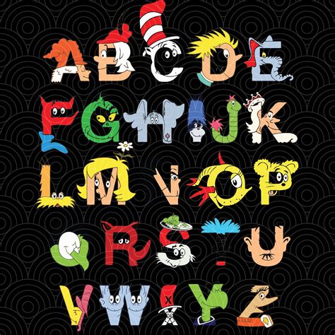 Dr Seuss Alphabet Svg Files For Silhouette Files For Cricut Svg Dxf Eps