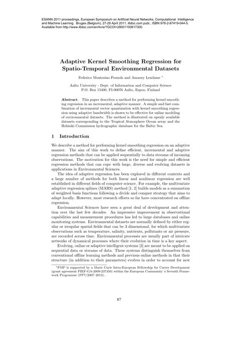 pdf adaptive kernel smoothing regression using vector quantization