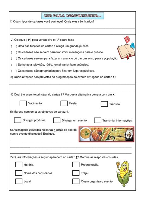 ATIVIDADES SOBRE GÊNERO TEXTUAL CARTAZ Genero textual Atividades