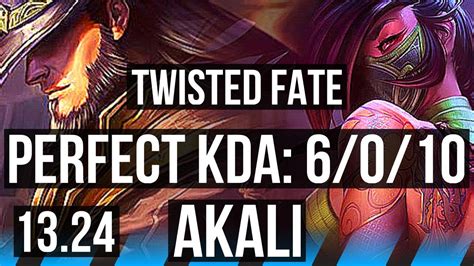 TWISTED FATE Vs AKALI MID 6 0 10 500 Games Dominating Rank 12