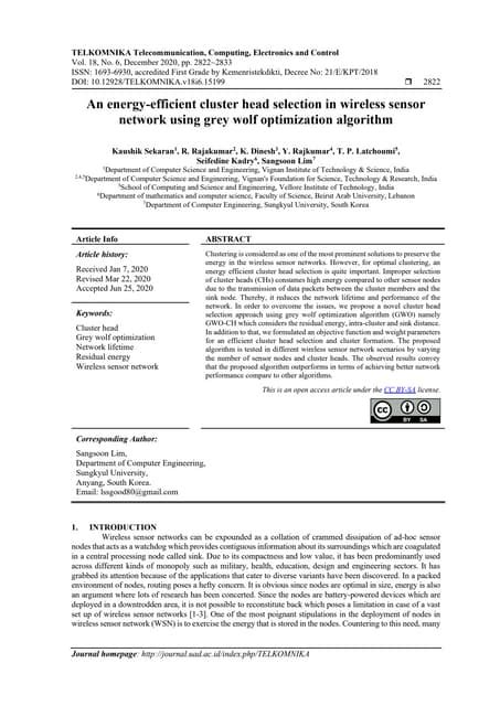 gwo algorithm for energy efficient cluster head selection in wsn pdf
