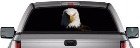 AMERICAN EAGLE PERFORATED VINYL PICK UP TRUCK REAR WINDOW GRAPHIC DECAL