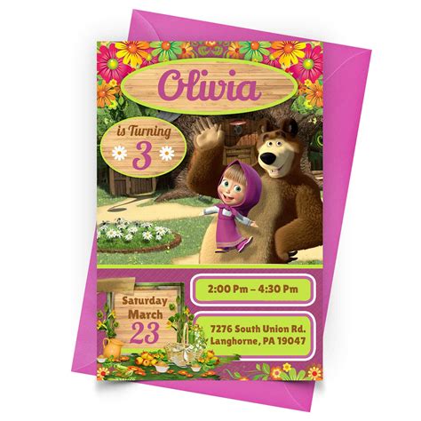 5 Masha And The Bear Invitation Free Low Cost Templates