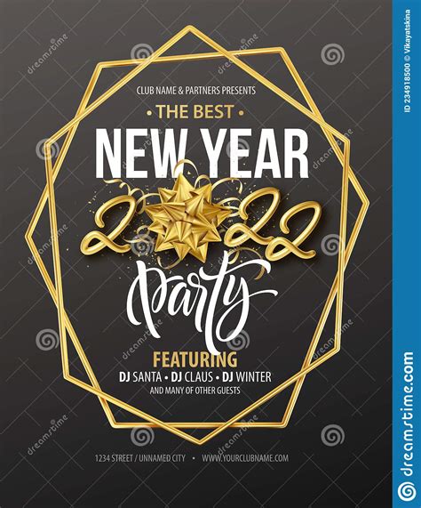 Afiche De Tipografía De Fiesta De Año Nuevo Con Inscripción Realista De