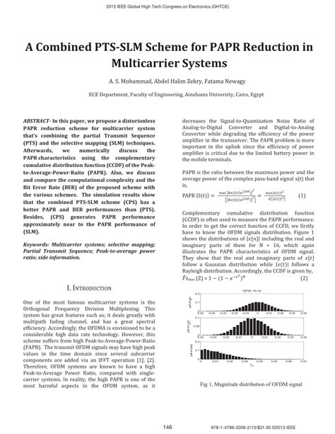 pdf a combined pts slm scheme for papr reduction in multicarrier systems